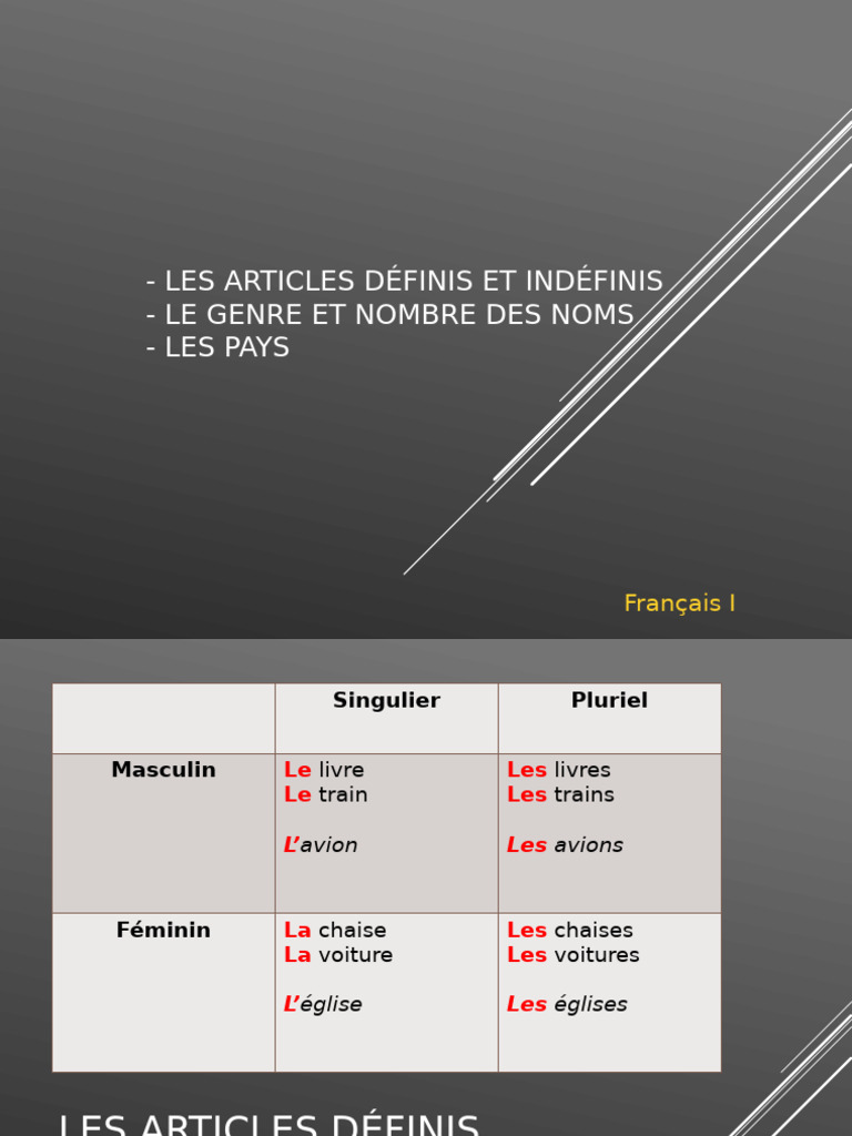 Les Articles Définis Et Indéfinis | PDF