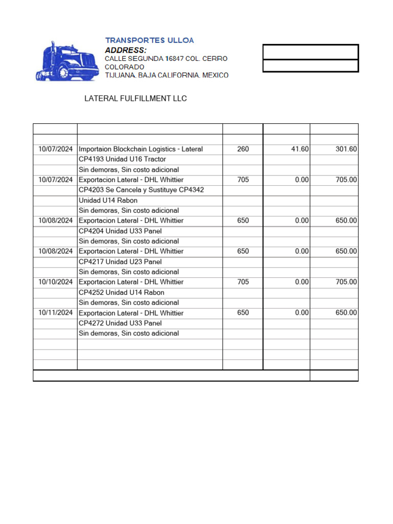 Factura para Lateral Fulfillment LLC | PDF