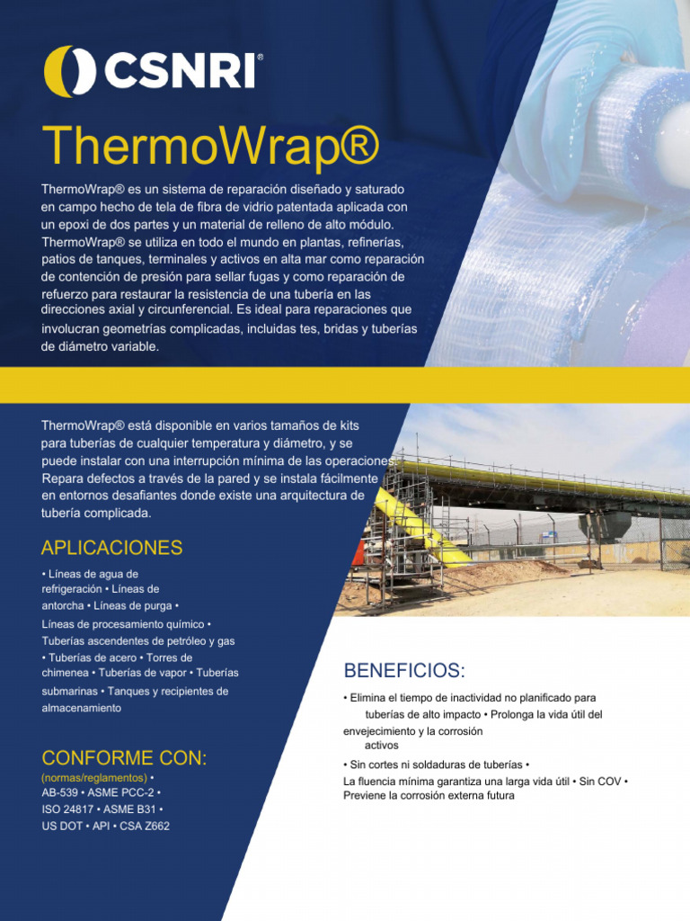 CSNRI_PS_ThermoWrap_May2021_Español | PDF | Tubería (transporte de ...
