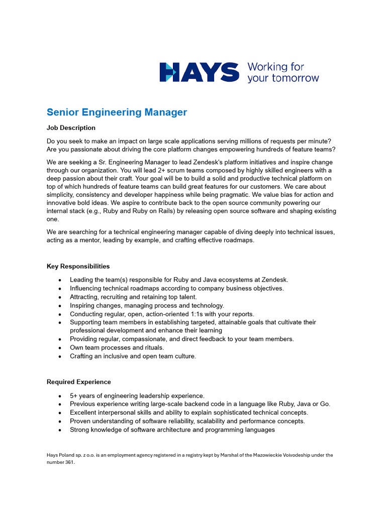 Senior Engineering Manager | PDF