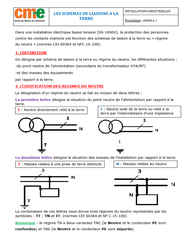 Régimes de Neutre en Électricité | PDF | Réseau de distribution ...
