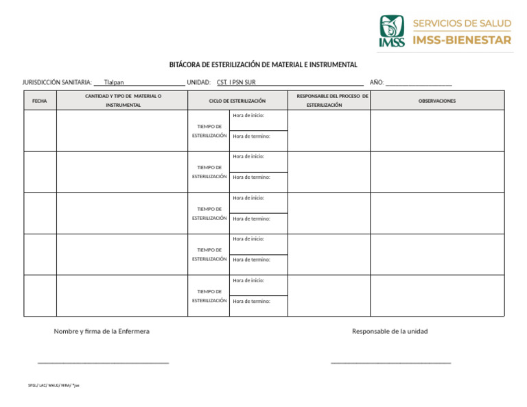Bitácora de Esterilización 2023 | PDF