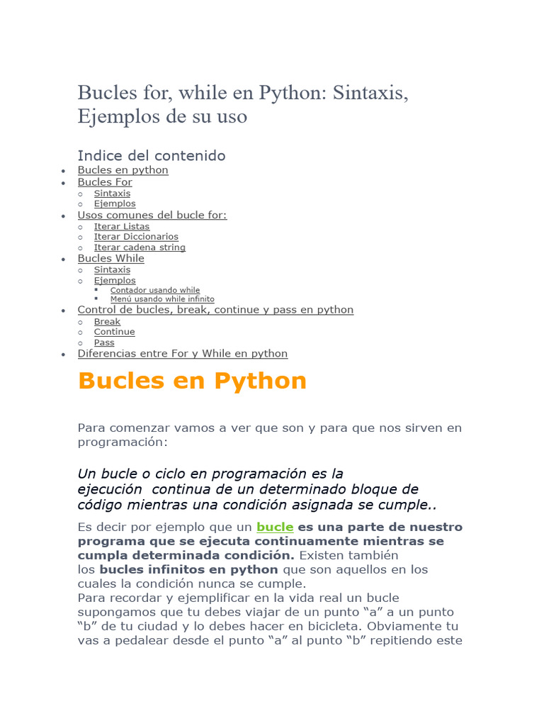 Bucles For | PDF | Python (lenguaje de programación) | Programación de computadoras