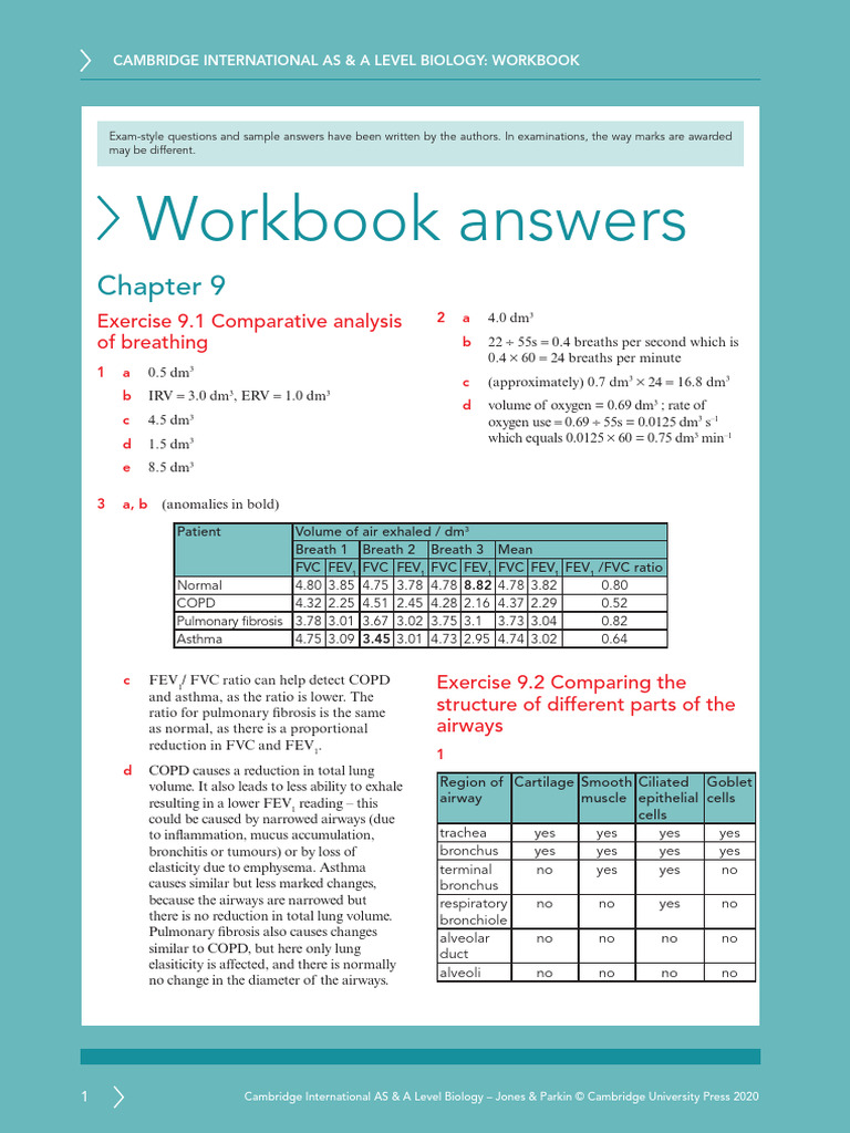 Workbook Exercise Answers Chapter 9 Asal Biology PDF | PDF ...