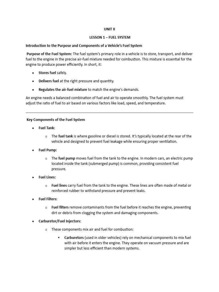 Unit Ii Lesson 1 Lecture | PDF | Carburetor | Throttle