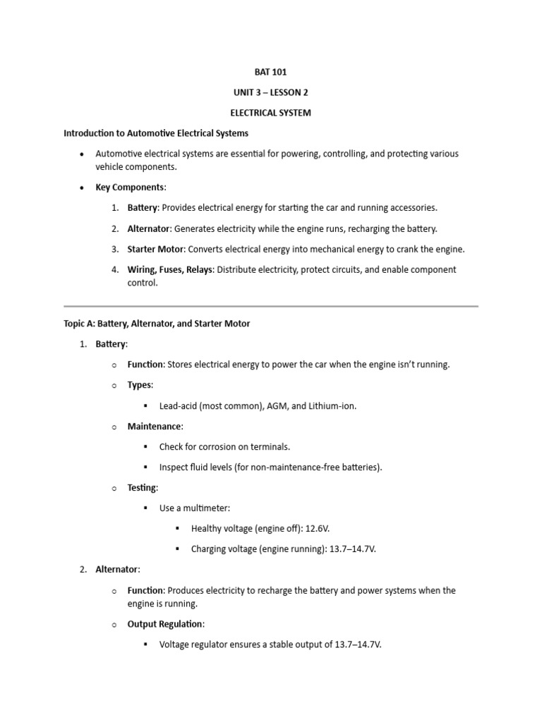 UNIT 3 LESSON 2 | PDF | Fuse (Electrical) | Relay