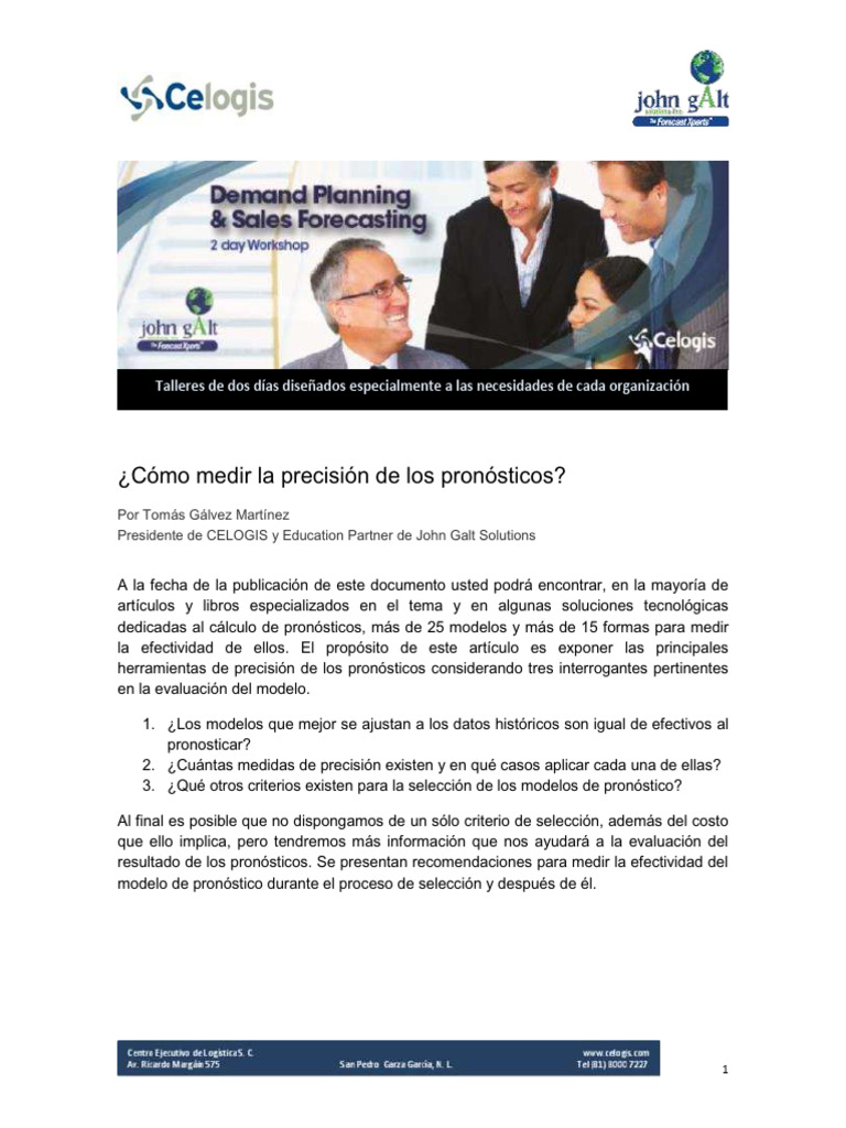 Medición de la Precisión en Pronósticos | PDF | Predicción | Hora