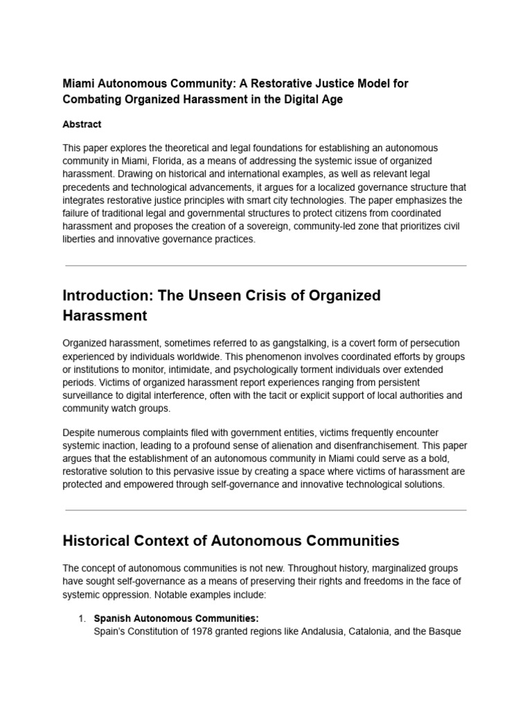 Miami Autonomous Community - A Restorative Justice Model For Combating ...