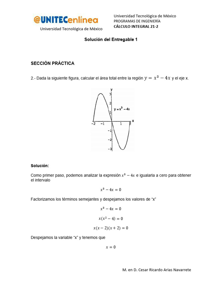 Entregable 1-Cálculo Integral-21-2 B Solución | PDF | Integral | Cálculo