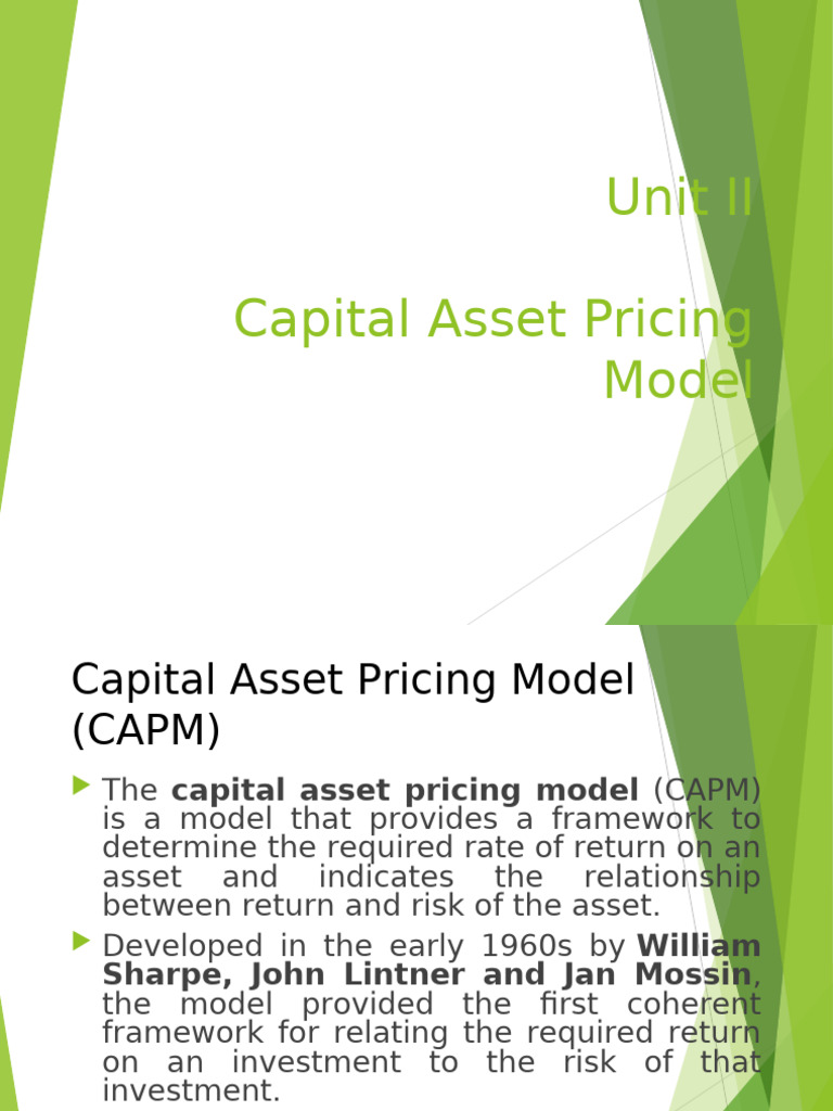 Unit II Capital Asset Pricing Model - CAPM | PDF | Capital Asset ...