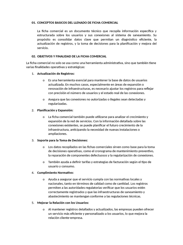 Conceptos Basicos Del Llenado de Ficha Comercial | PDF | Planificación | Informática