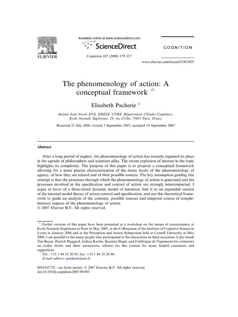 Pacherie 2008 | PDF | Action (Philosophy) | Intention