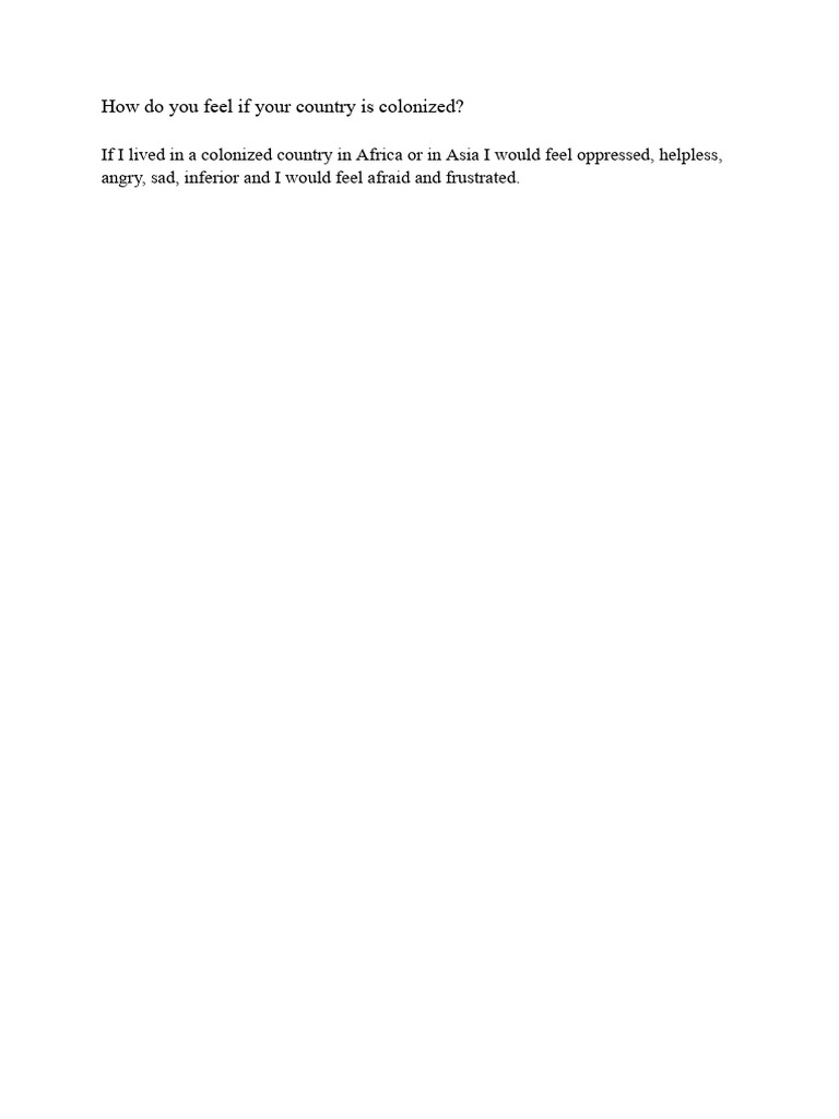 Emotions of Colonization in Africa and Asia | PDF