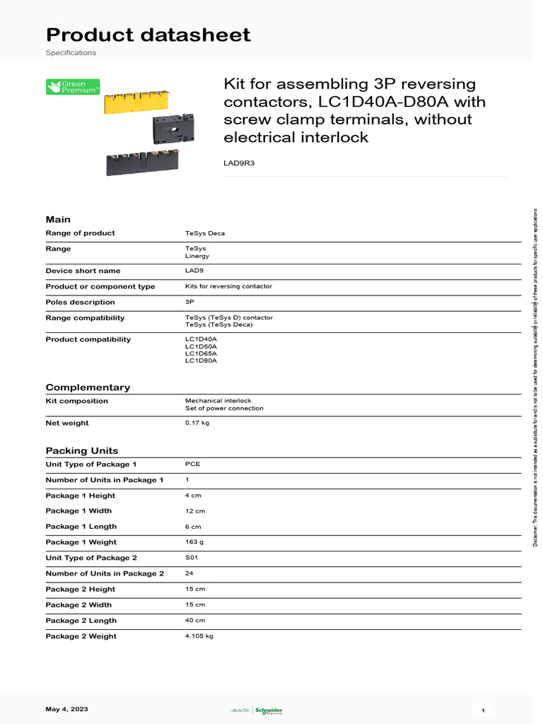 TeSys Deca Contactors - LAD9R3 | PDF