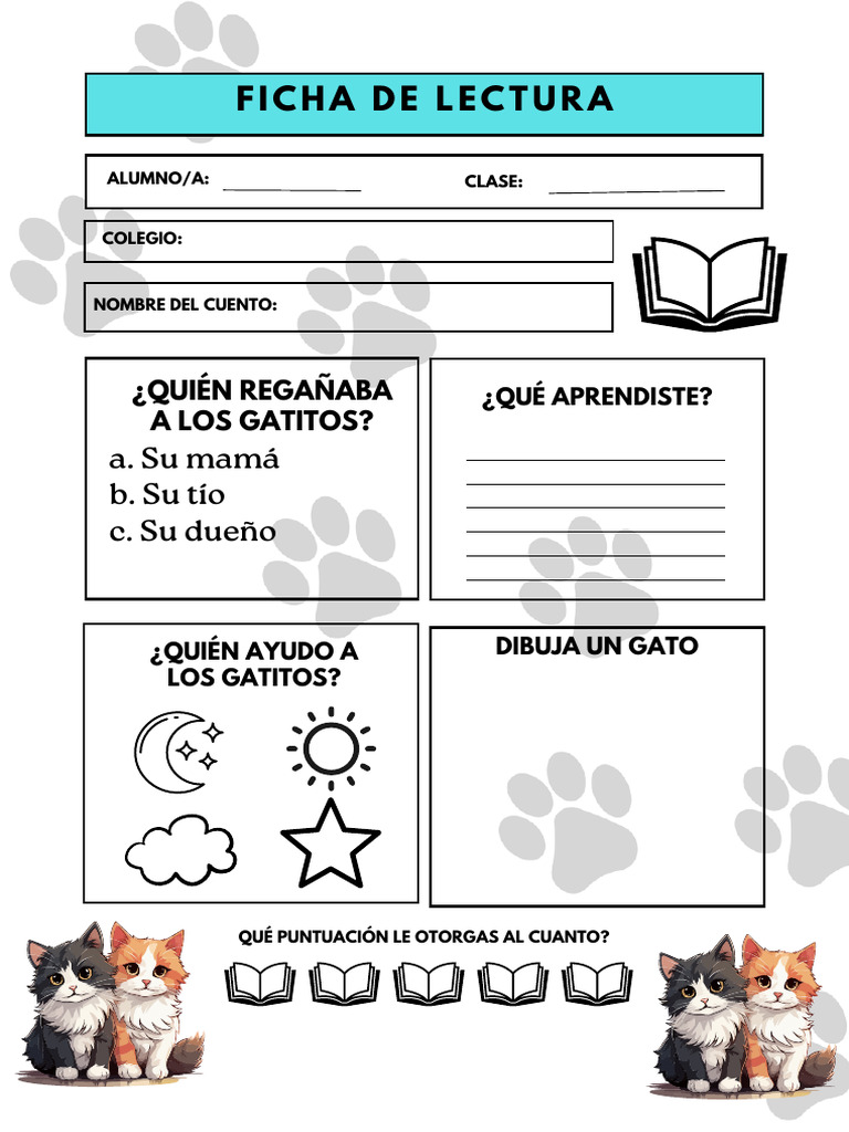 Actividades de Lectura sobre Gatos | PDF