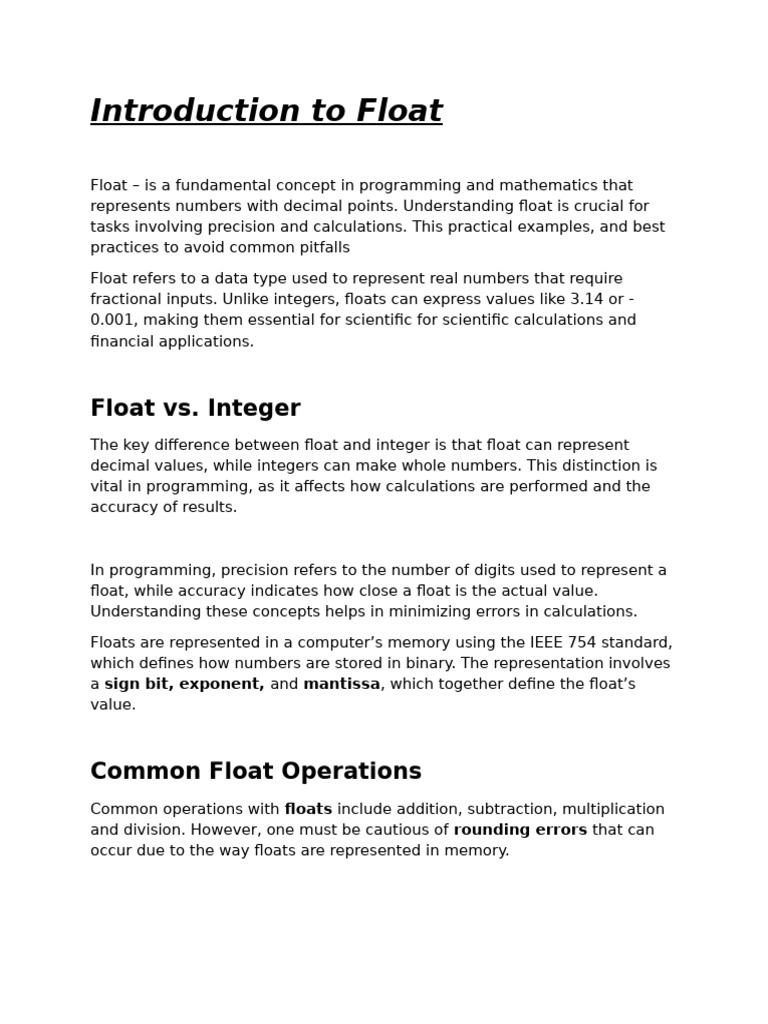 Understanding Floats for Developers | PDF