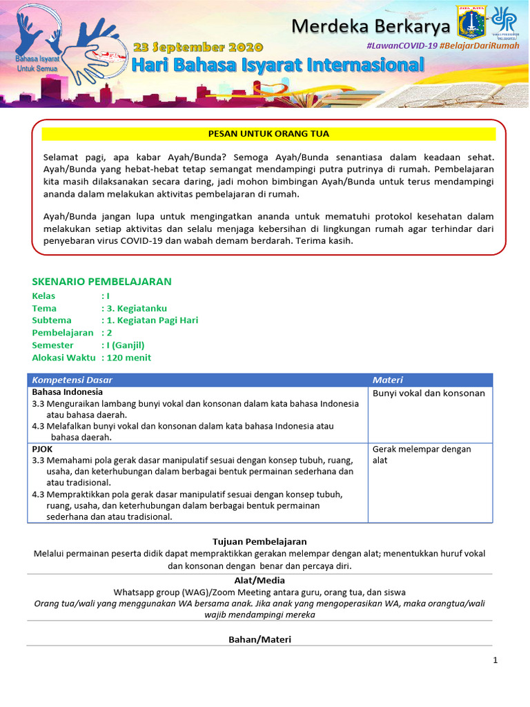 CONTOH RPP KLS 1 | PDF