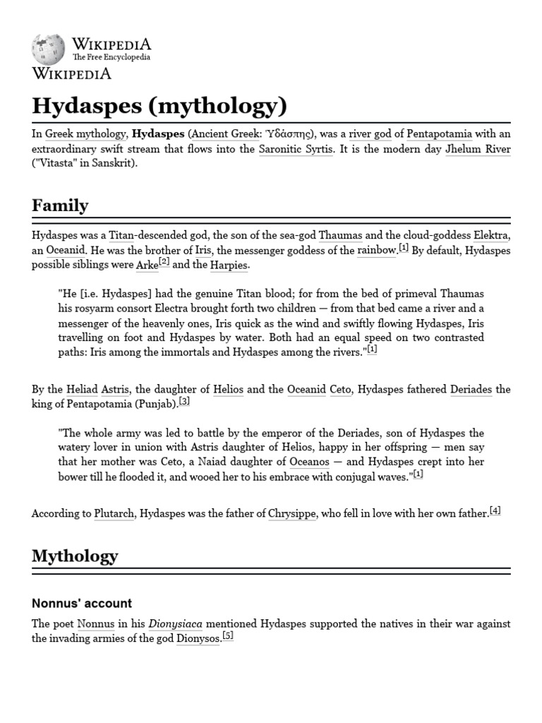 Hydaspes (Mythology) - Wikipedia | PDF