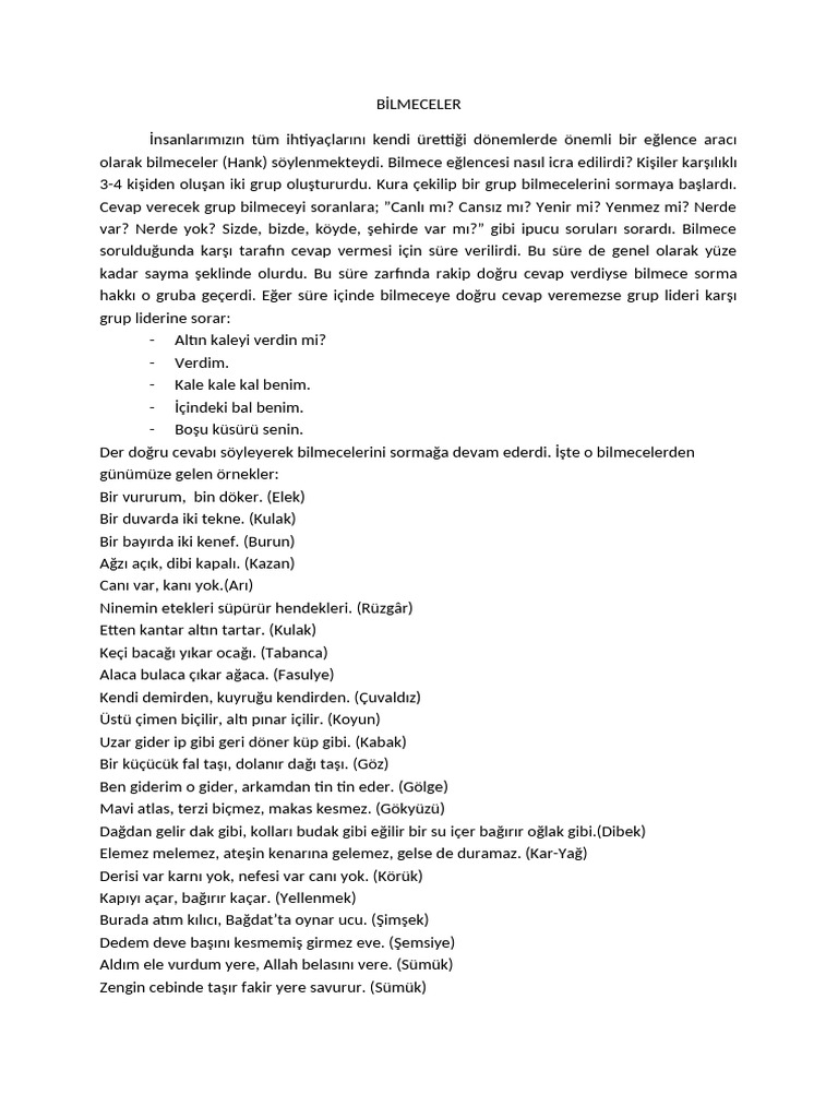 BİLMECELER | PDF
