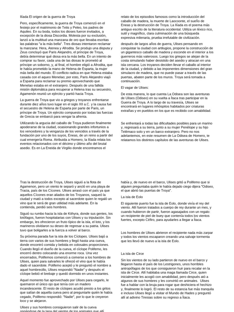 La Guerra de Troya y el Viaje de Ulises | PDF | Odiseo | guerra troyana