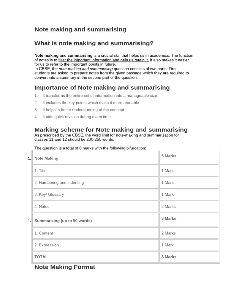 Note Making and Summarizing | PDF | Artificial Intelligence | Intelligence (AI) & Semantics