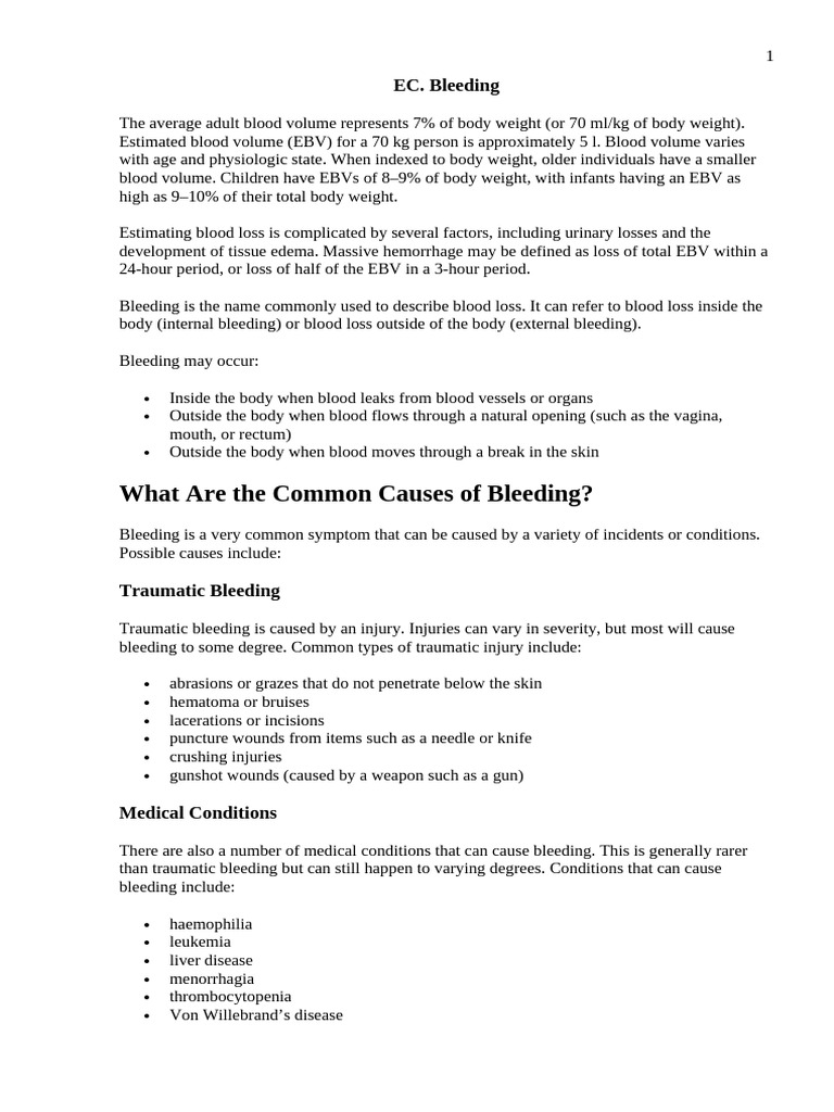 EC Bleeding | PDF | Bleeding | Hemostasis