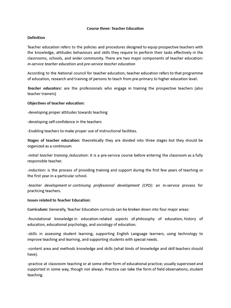 Overview of Teacher Education Programs | PDF | Teacher Education | Teachers