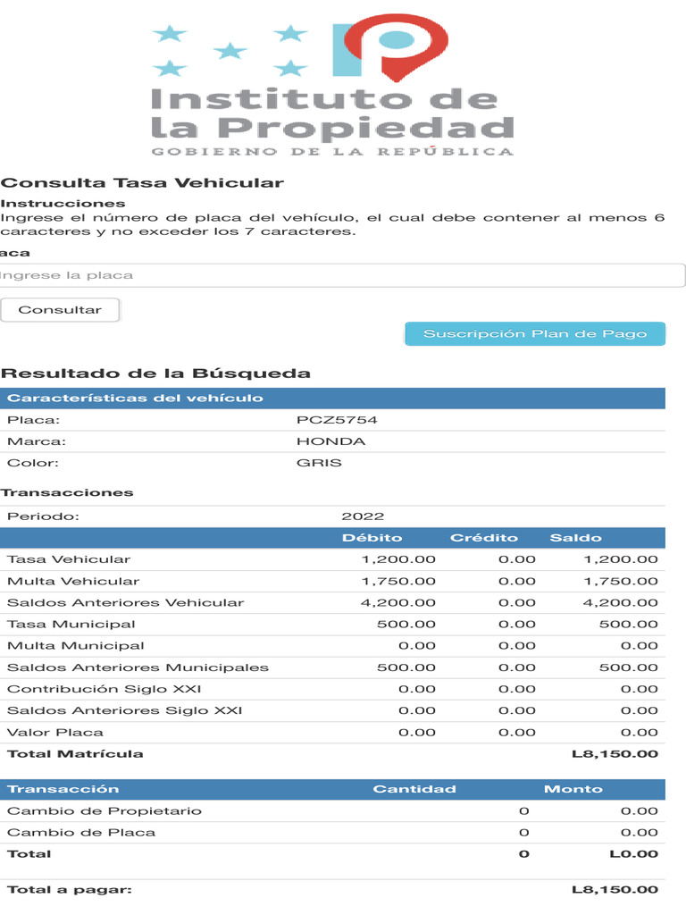 Consulta Tasa Vehicular | PDF