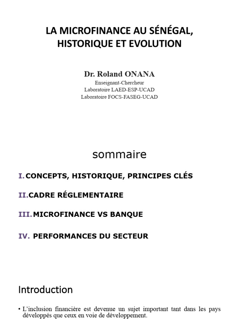 Évolution de la microfinance au Sénégal | PDF | La microfinance | Banques