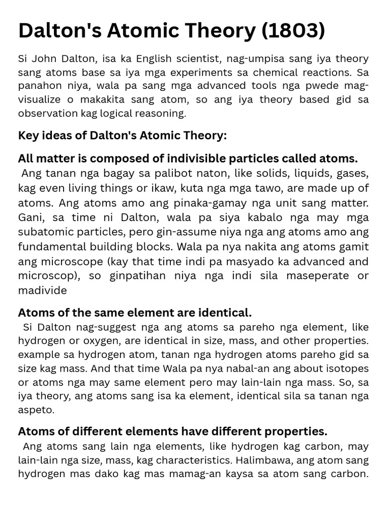 Dalton's Atomic Theory (1803) - 20250111 - 161103 - 0000 | PDF