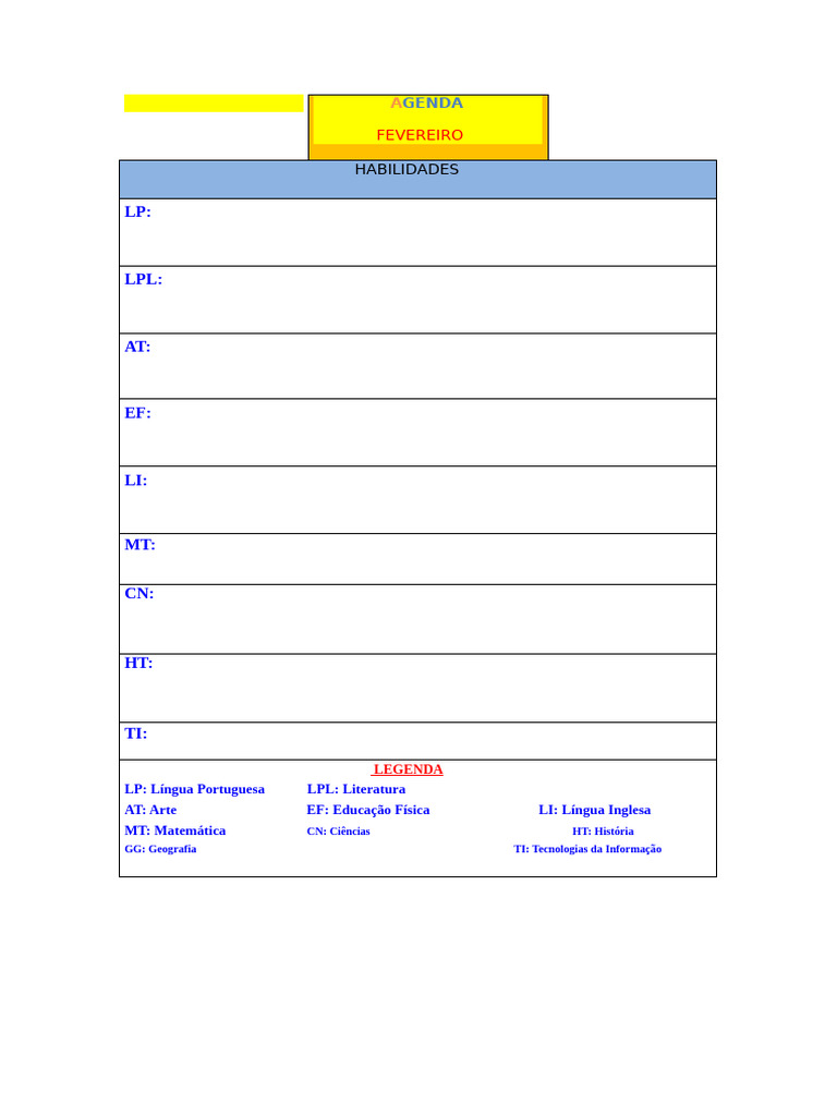Agenda Mensal Modelo | PDF