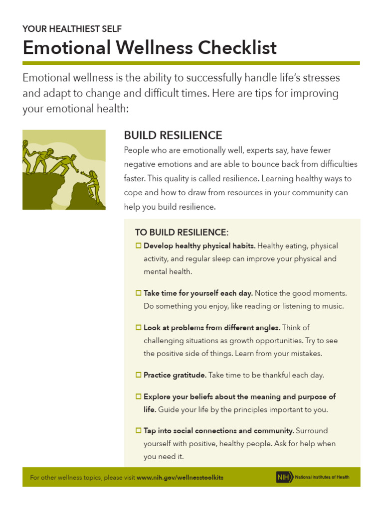 Emotional Wellness Build Resilience Checklist | PDF