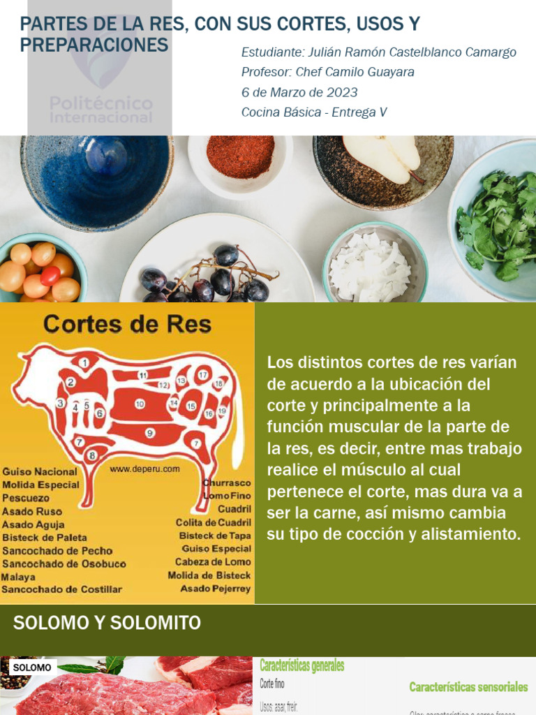 Partes y Cortes de la Res | PDF | Carne | Alimentos