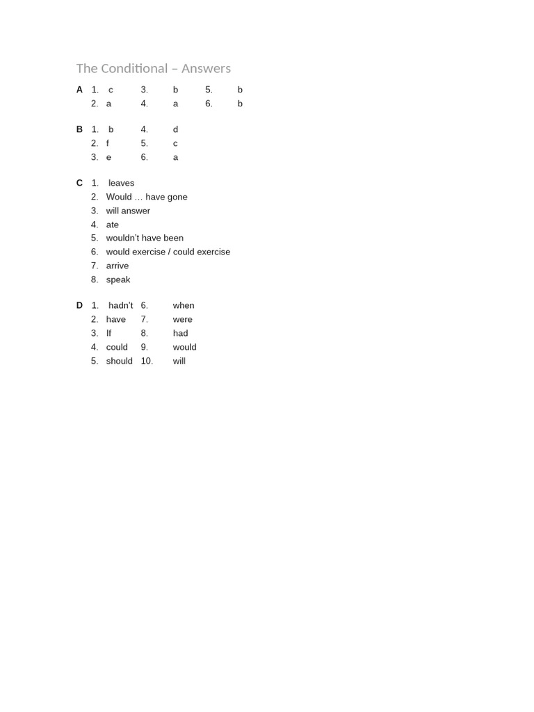 1º Bach Conditional Burlington Answers | PDF