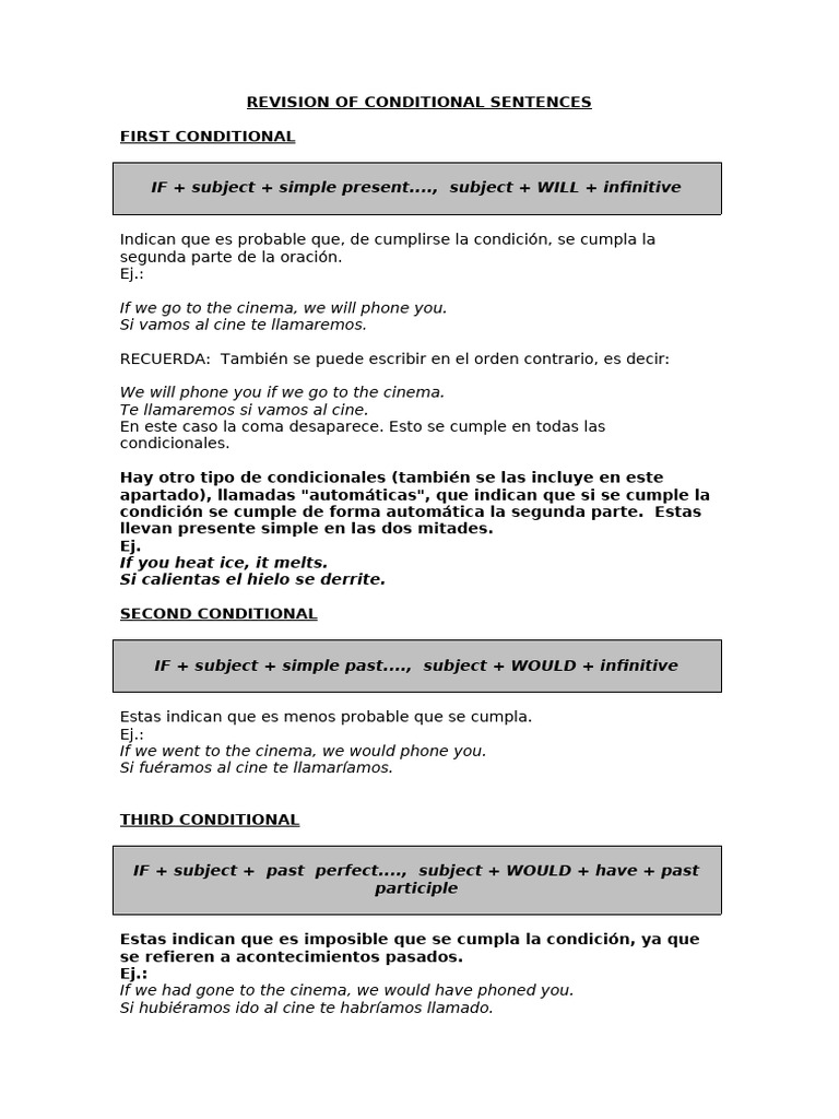 2º Bach Conditional Sentences | PDF