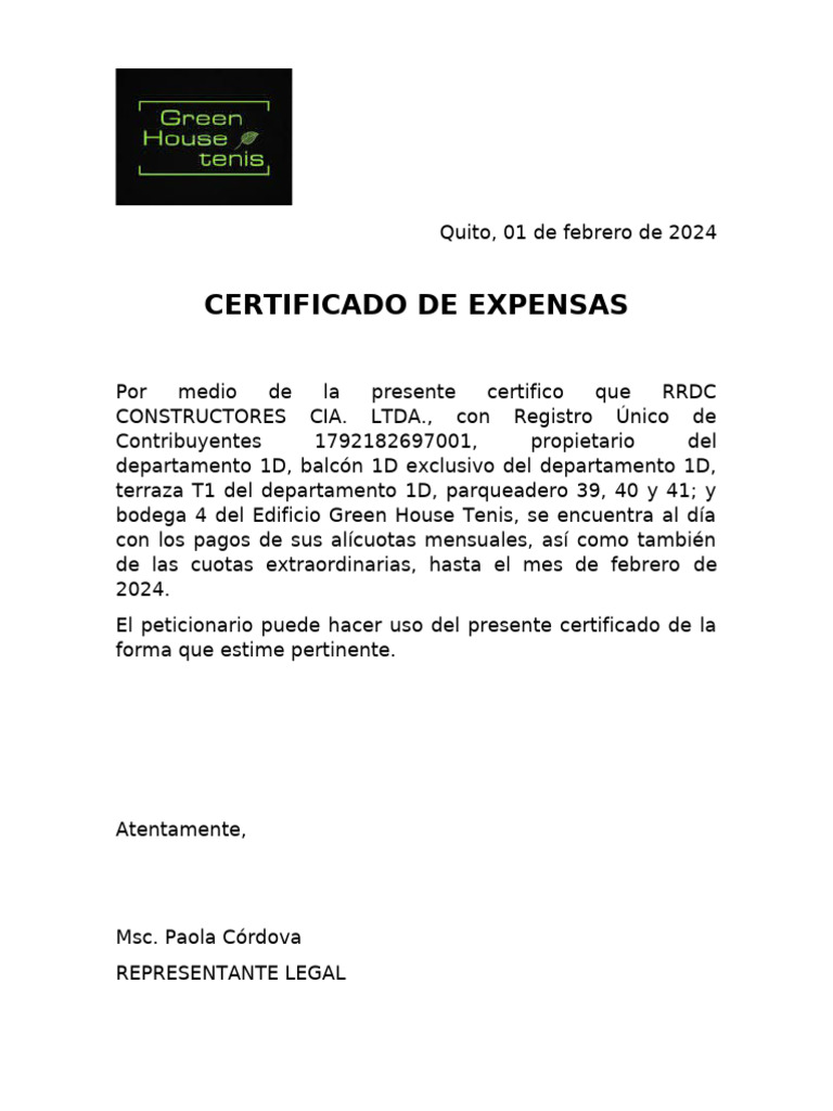 Certificado de Expensas | PDF