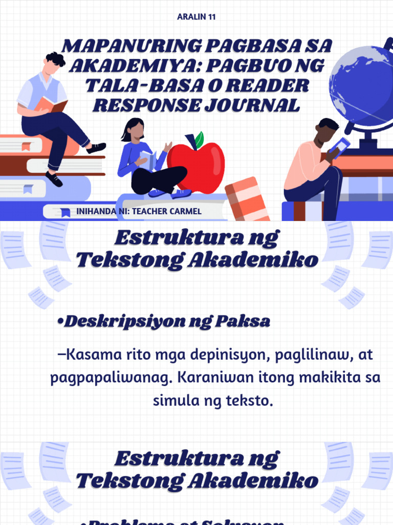 Q3 Aralin 11. Mapanuring Pagbasa Sa Akademiya Pagbuo NG Tala-Basa o Reader Response Journal | PDF