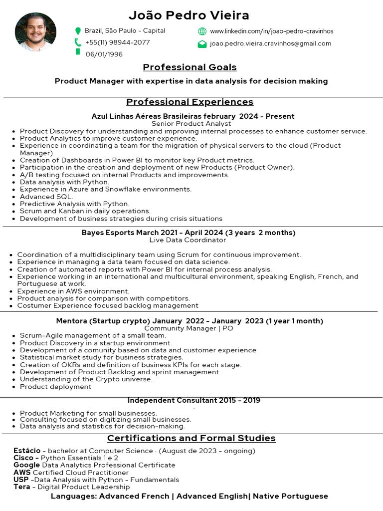 Joao Cv - English | PDF | Scrum (Software Development) | Information ...