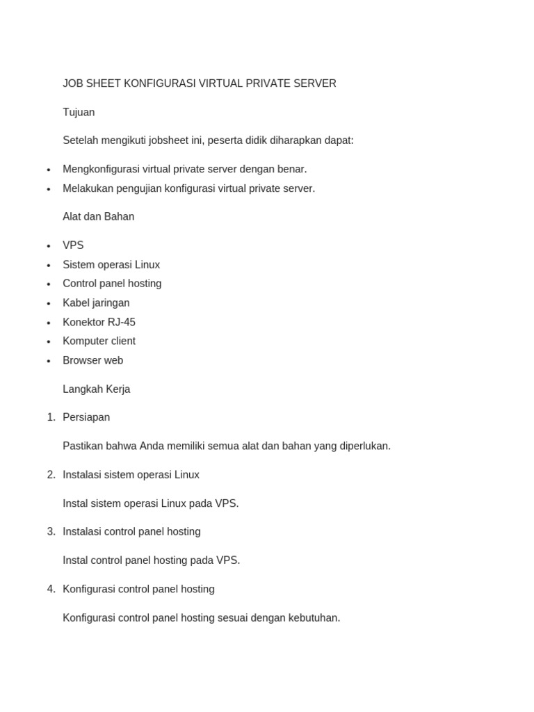 Job Sheet Konfigurasi Virtual Private Server | PDF