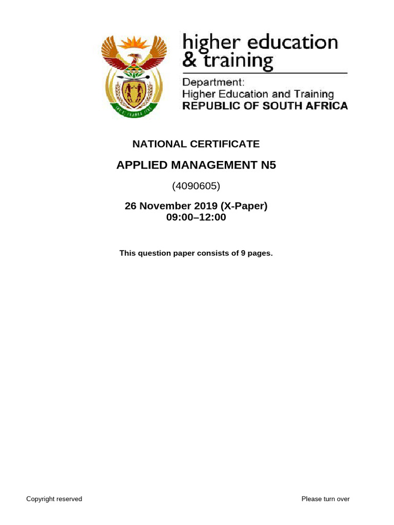 National Certificate Applied Management N5 Exam | PDF | Value Added Tax