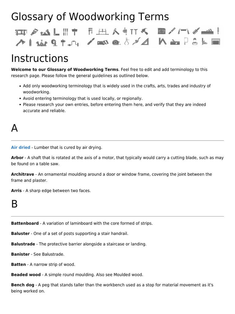 Glossary of Woodworking Terms | PDF | Wood | Lumber