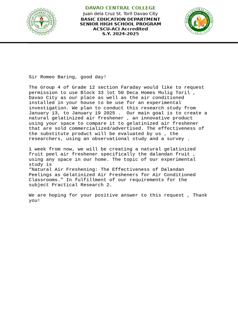 PR2 Group 5 Approval Letter 1 2 | PDF