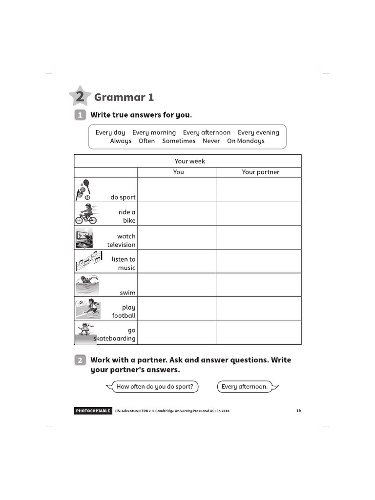 Life Adventures 2 - Grammar Worksheet - Unit 2 - 1 | PDF