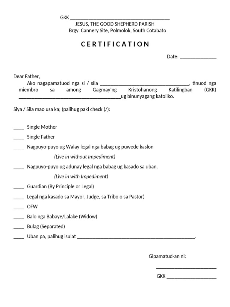 GKK Certificationm Bisaya | PDF