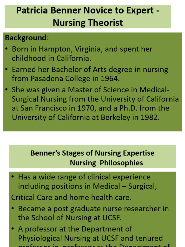 8-Stages of Nursing Expertise From Novice To Expert-Patricia Benner ...