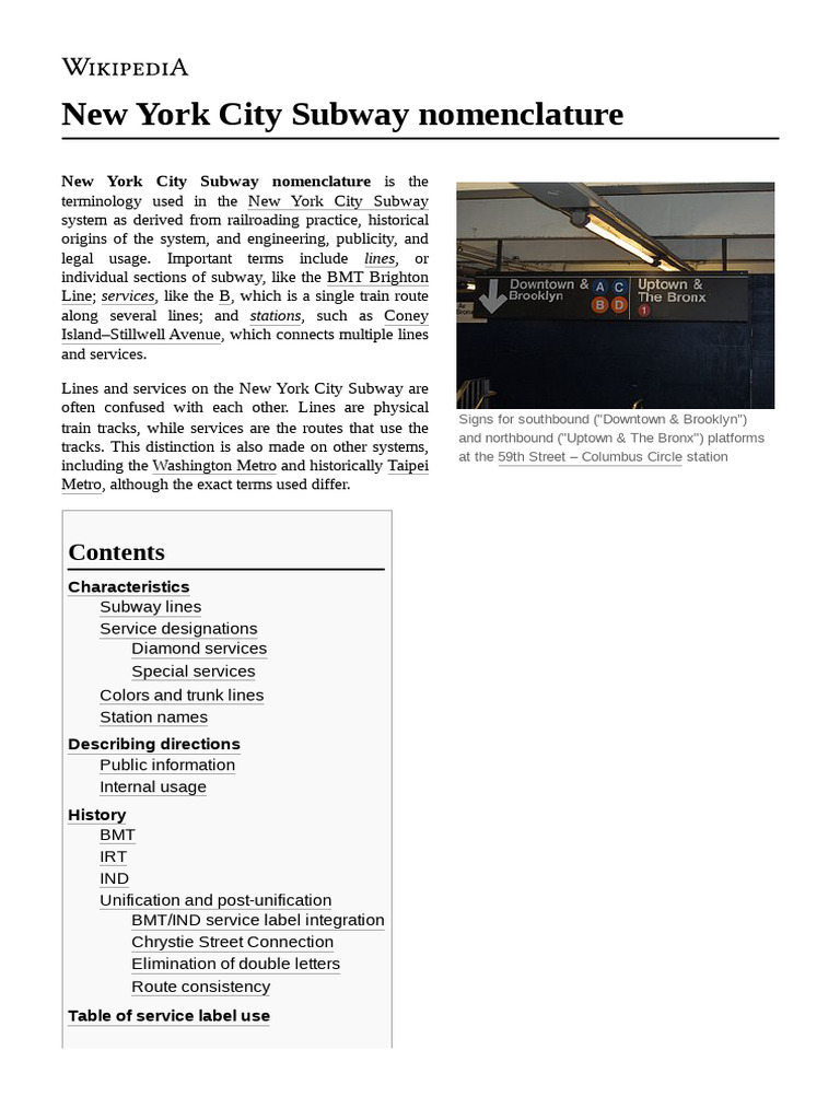 New_York_City_Subway_nomenclature | PDF | Transport Companies | Manhattan