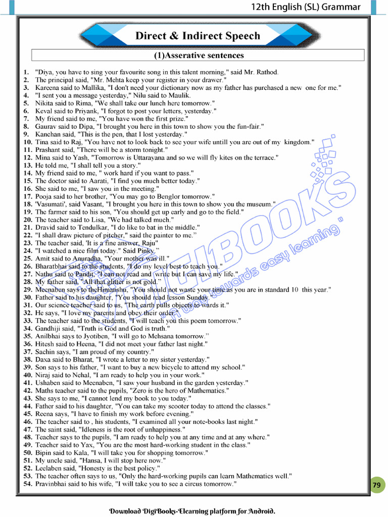 Reported Speech Direct Indirect Exercise Book Book 1612971246 | PDF