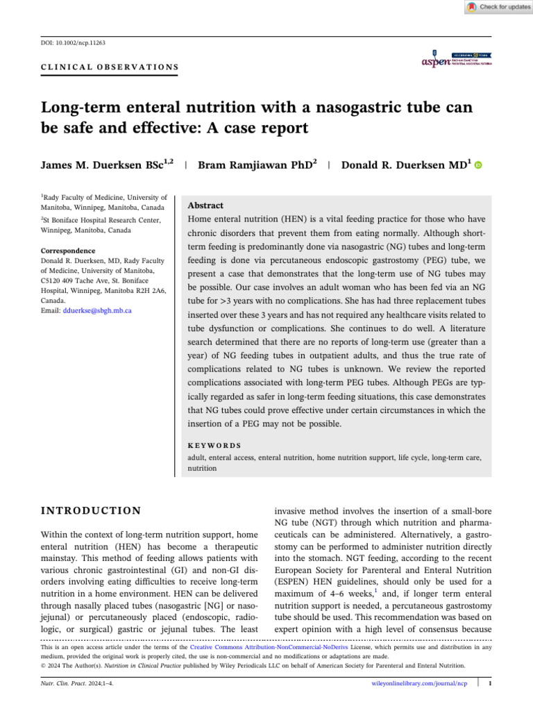 Long-Term NG Tube Use: A Case Study | PDF | Medical Specialties ...