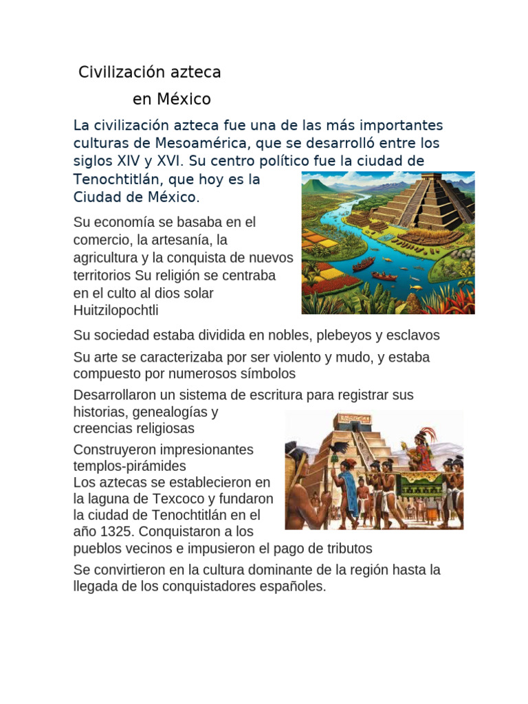 Civilización Azteca: Cultura y Religión | PDF