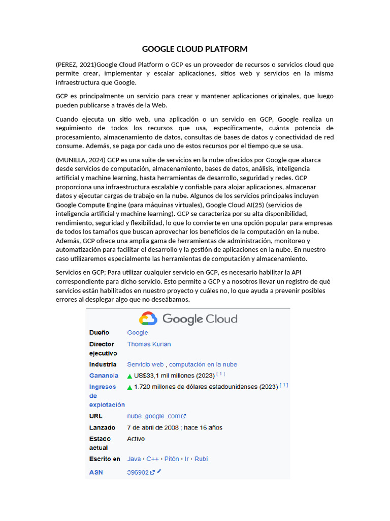 GOOGLE CLOUD PLATFORM | PDF | Computación en la nube | Inteligencia artificial